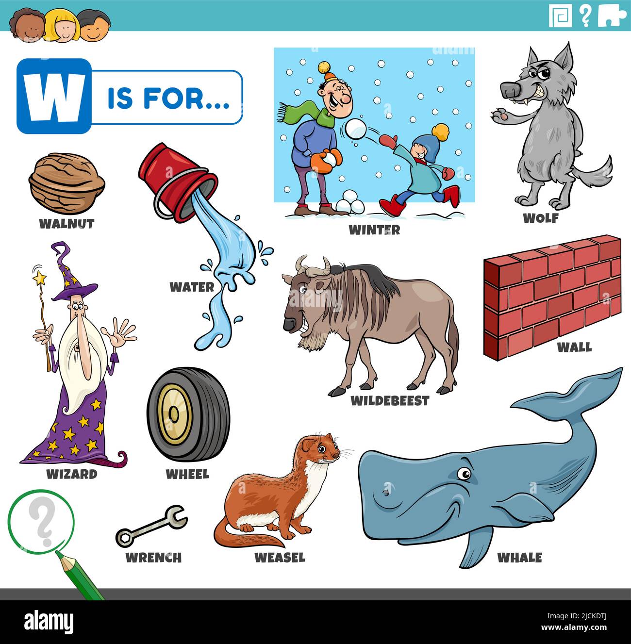 educational cartoon illustration for children with comic characters and ...