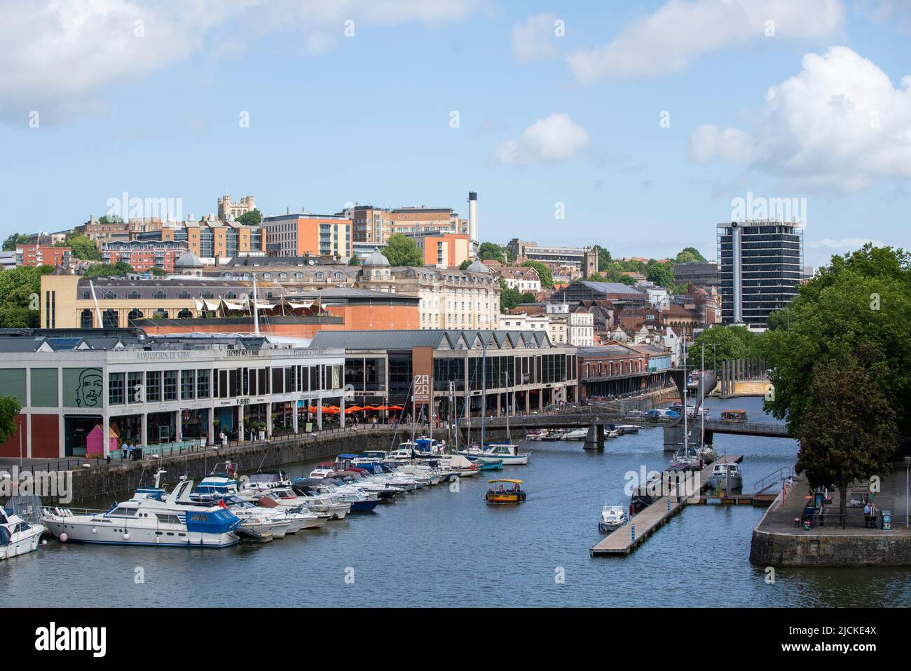Bristol harbourside, known as the floating harbour, seen from above ...