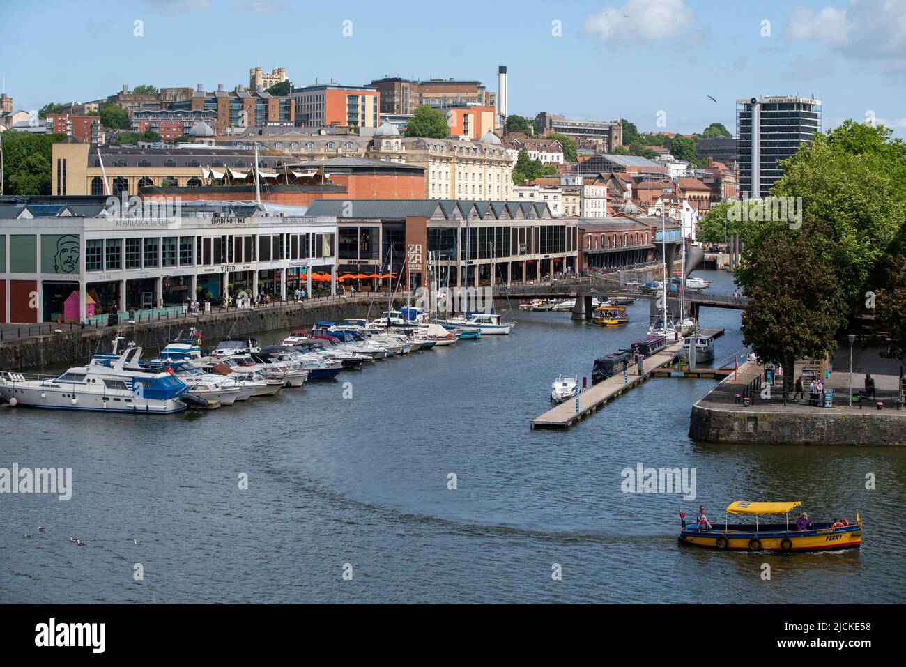 Bristol harbourside, known as the floating harbour, seen from above ...