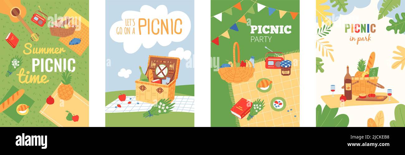 Summer garden picnic poster. Fun spring barbecue party, romantic dating ...