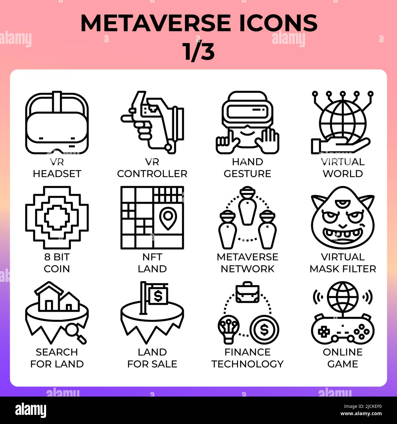 Metaverse icon set in modern style for ui, ux, web, app, brochure ...