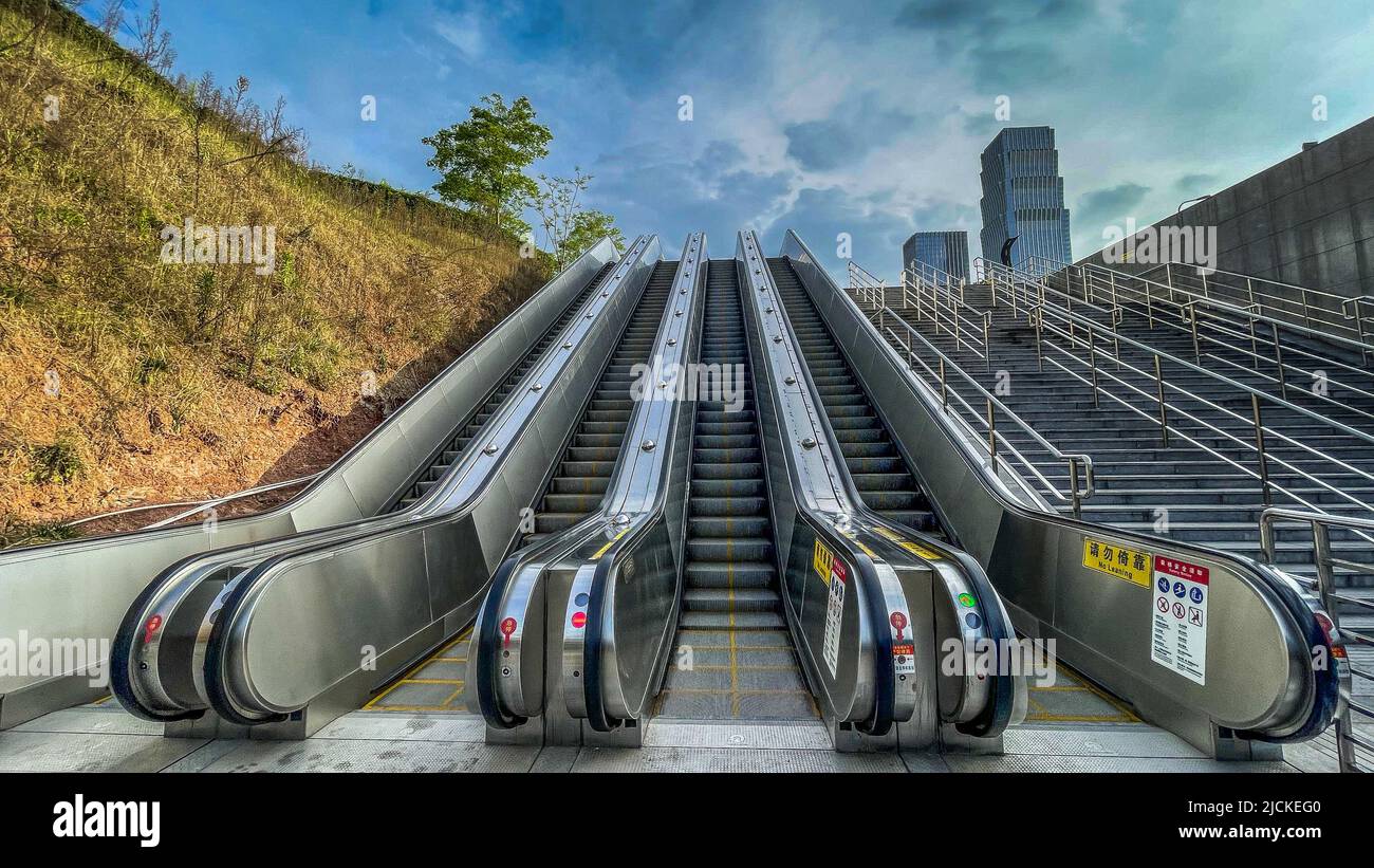 New escalator at the metro hi-res stock photography and images - Alamy