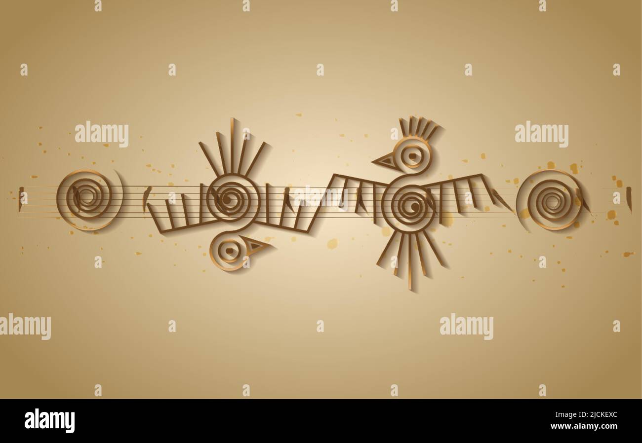 couple of birds Aztec frame sign isolated ancient religion symbol ...