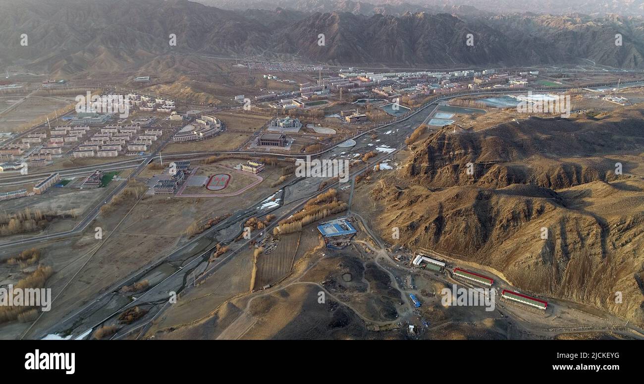 In xinjiang, we aerial our new town Stock Photo - Alamy