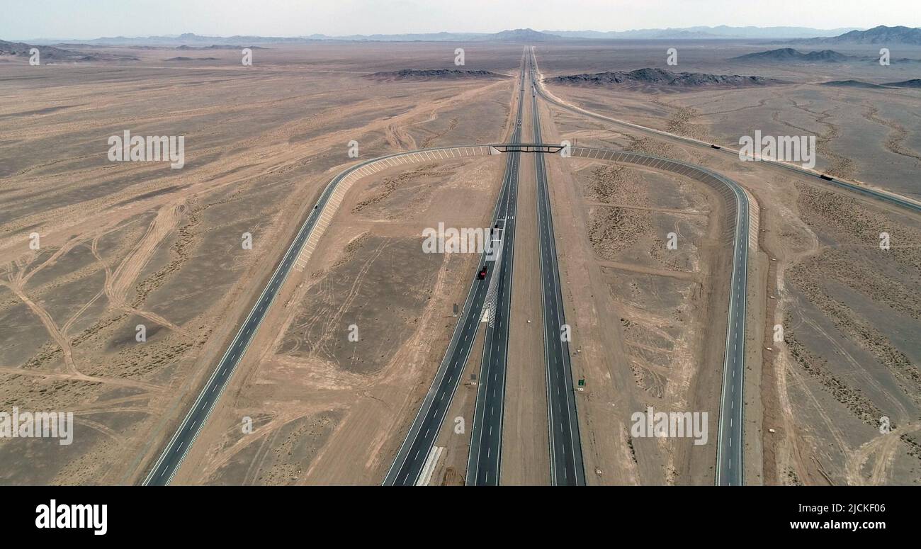 Aerial the new highway G7 and hami section Stock Photo - Alamy