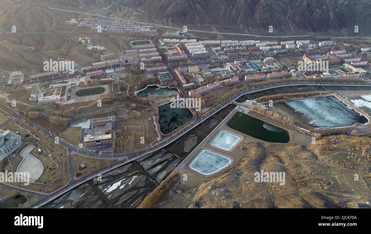 In xinjiang, we aerial our new town Stock Photo - Alamy