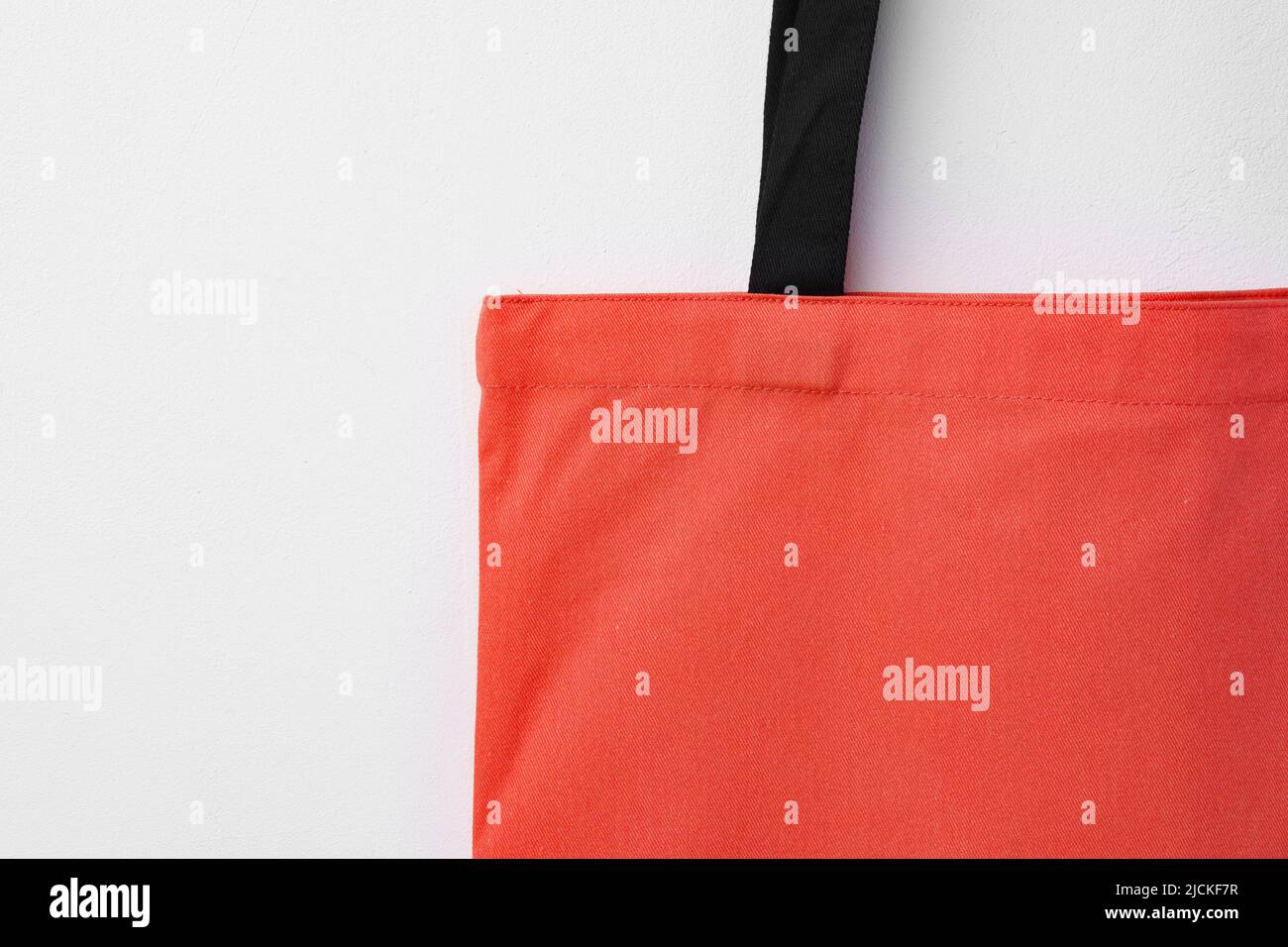 Empty fabric shopping bag on white background Stock Photo - Alamy