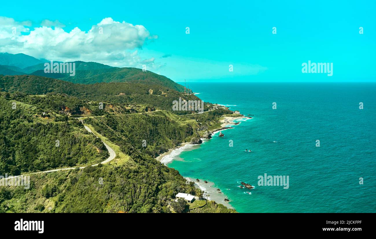 Panoramic aerial view of the old vacant city Los Caracas, La Guaira ...