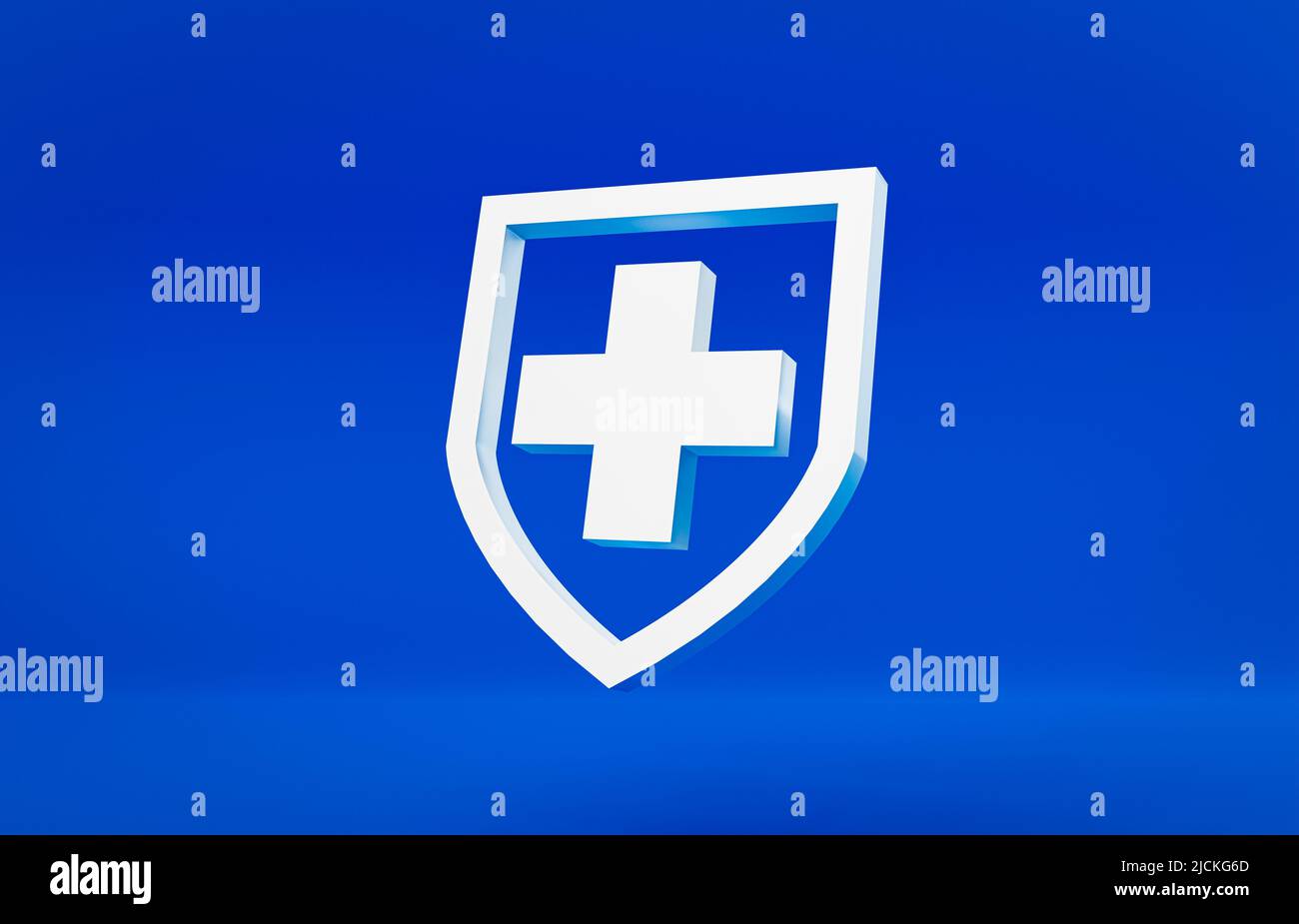 Medical shield with a cross on 3d blue background Healthcare medicine ...