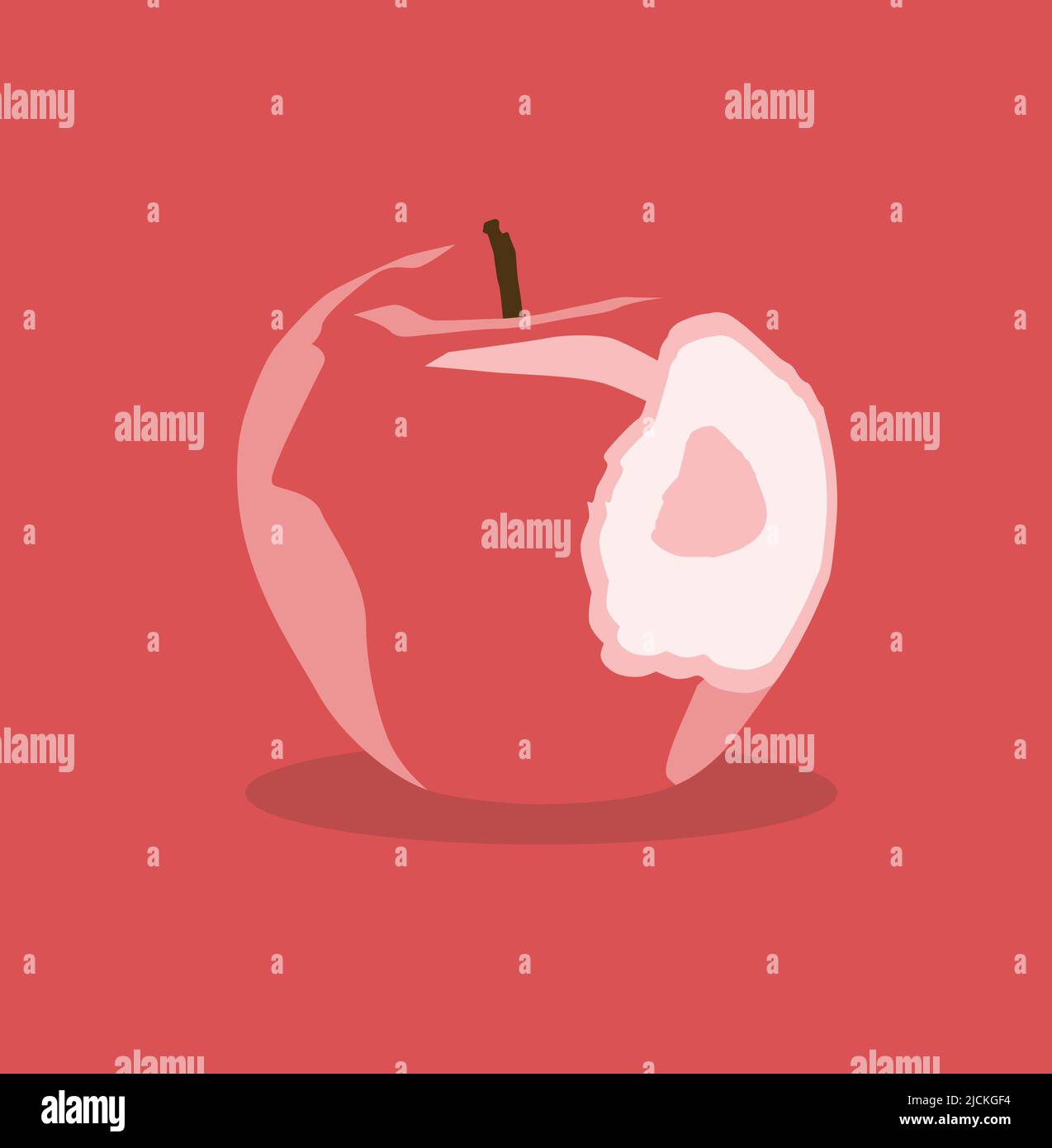 Minimalist digital illustration of an apple with a bite taken out Stock ...