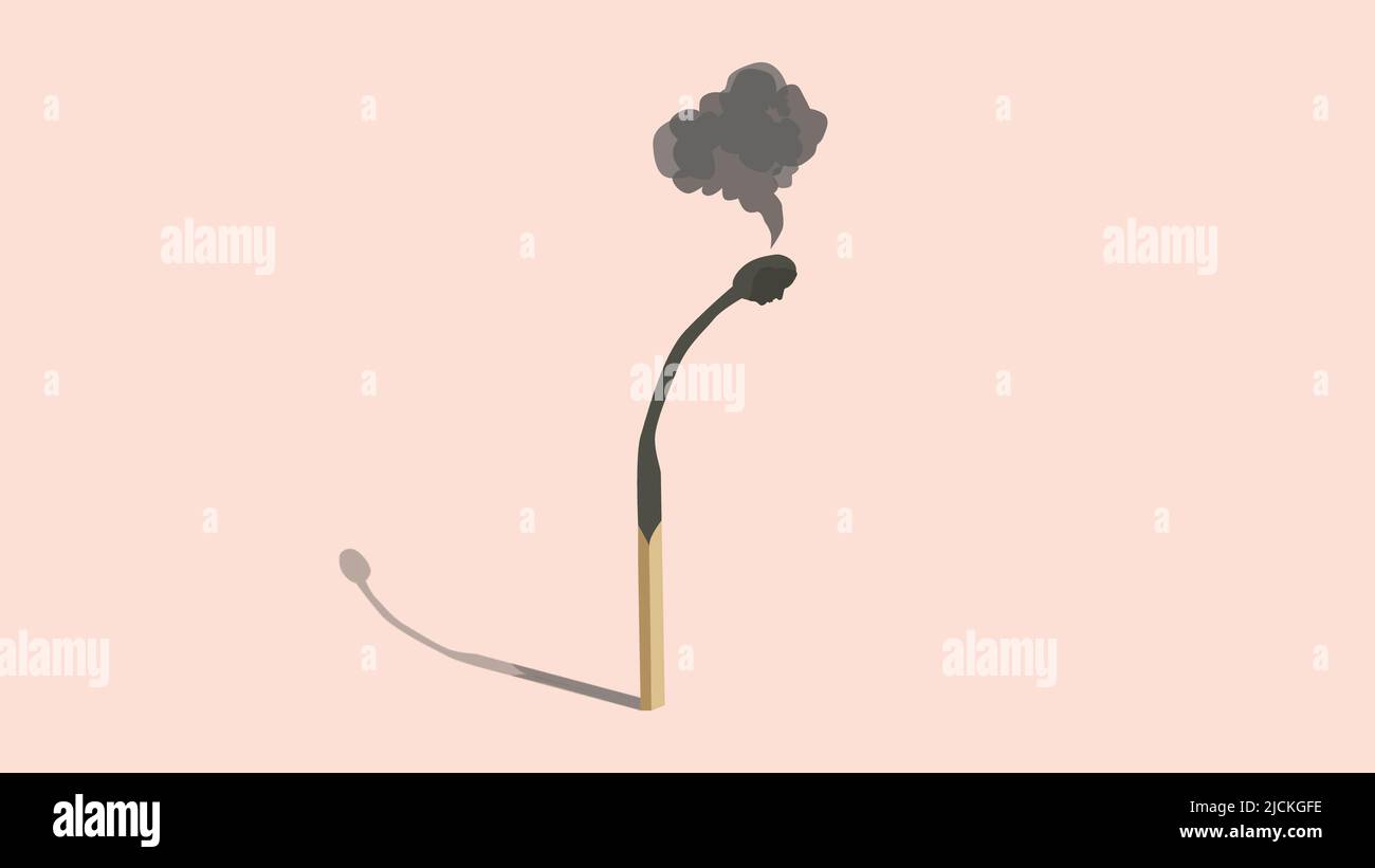 A witty, minimalist illustration of burnout, fatigue and depression ...