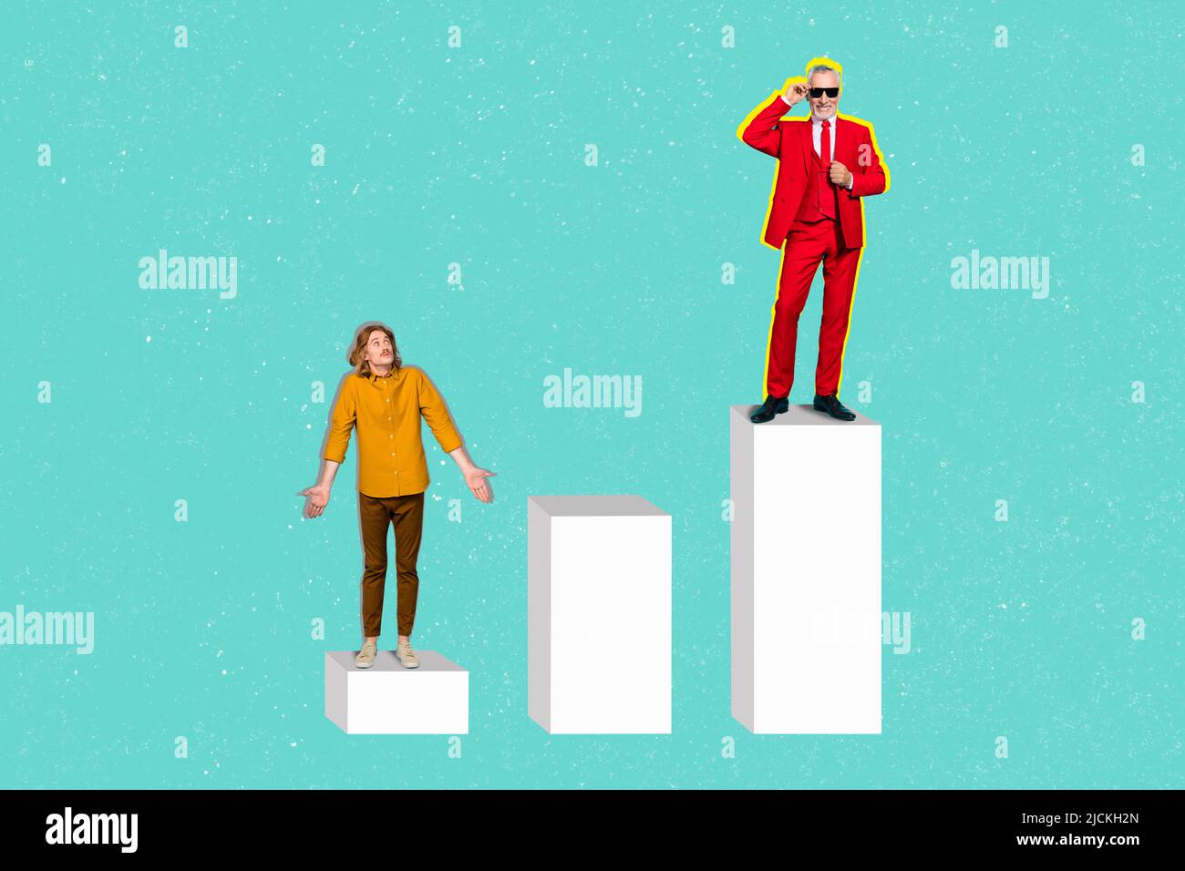 Composite collage picture of two business people successful ...