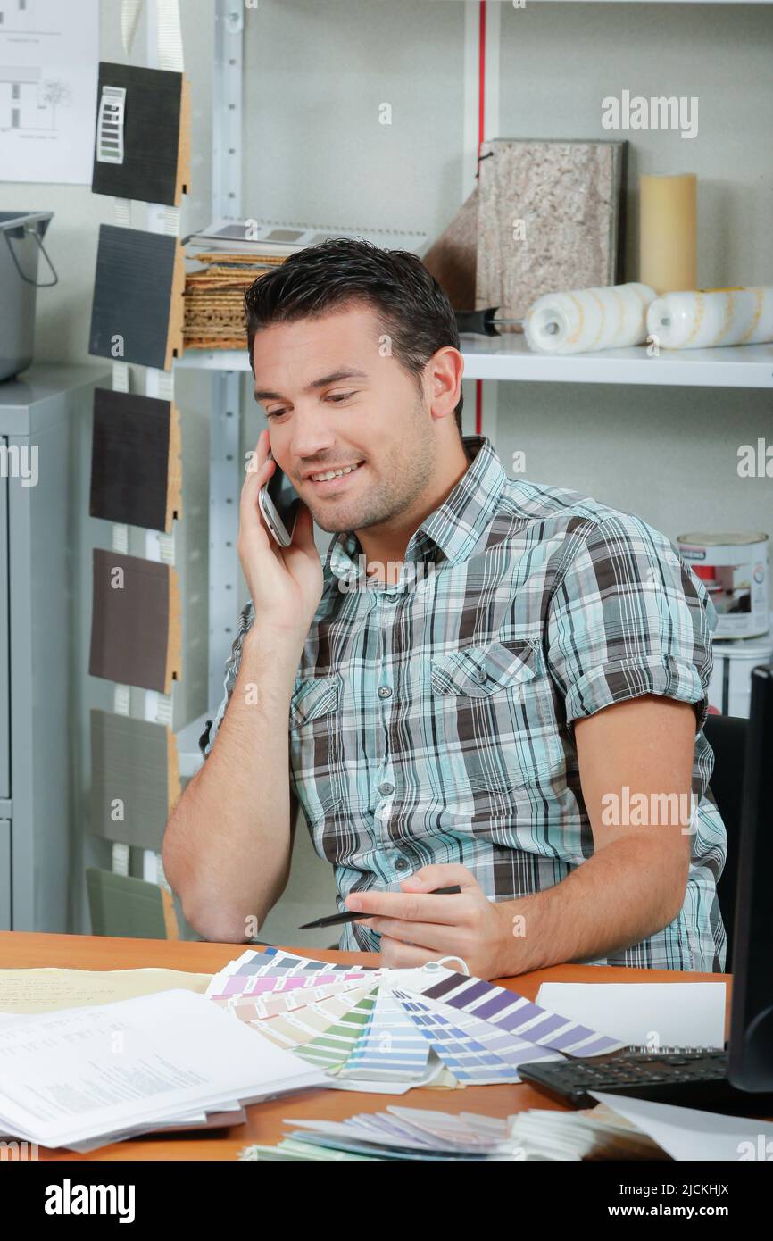 happy salesman on the phone Stock Photo - Alamy