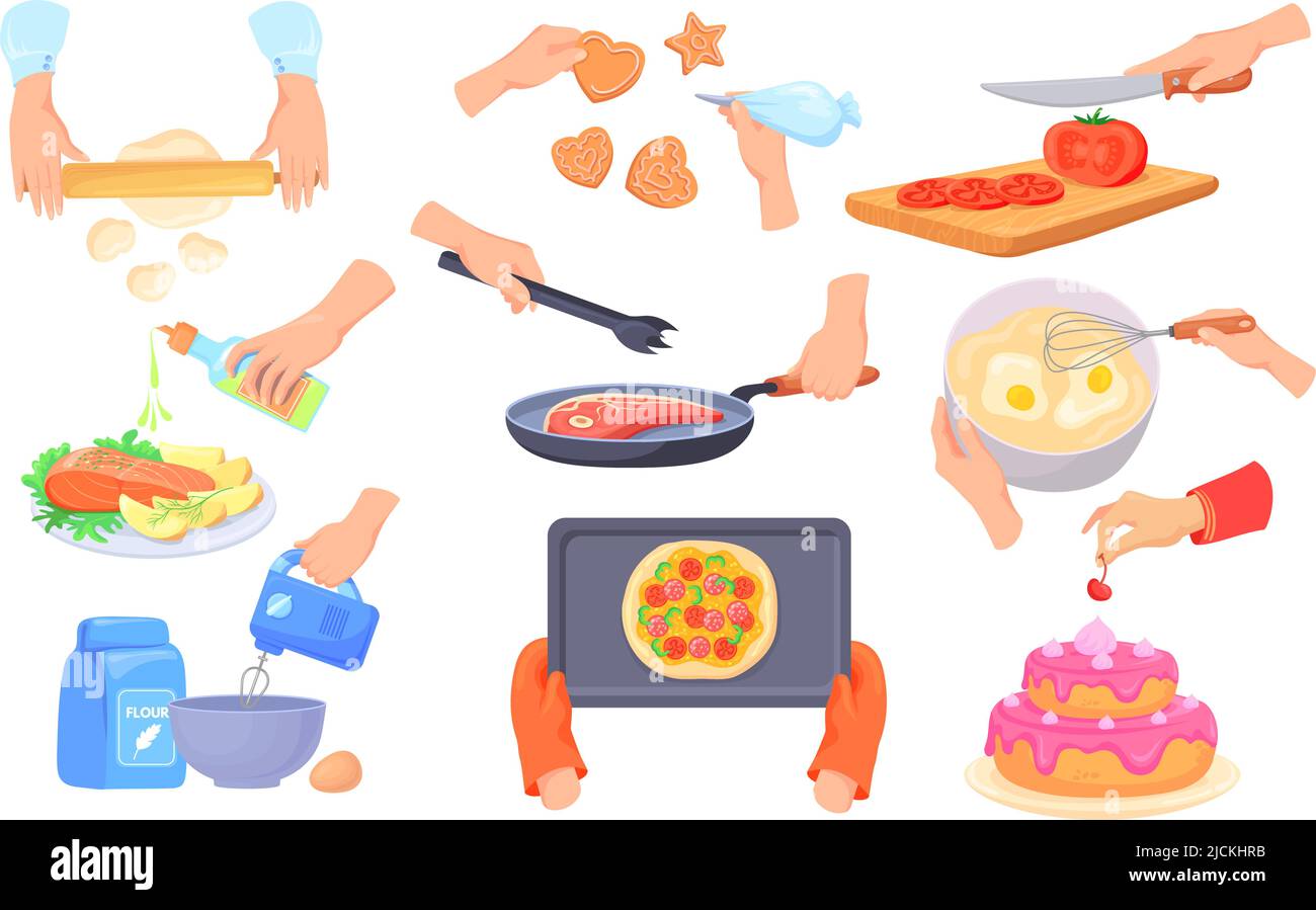 Cooking seasoning chef hands Stock Vector Images - Alamy