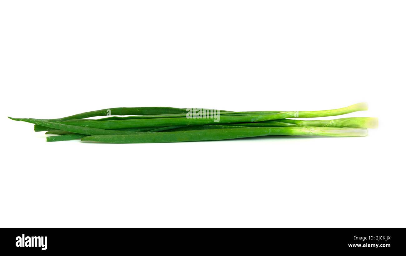 Green spring onion isolated on the white background Stock Photo - Alamy