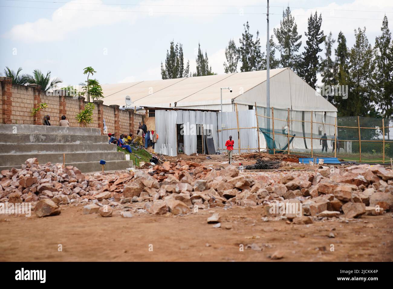 The processing tent erected next door to the Hope Hostel accommodation ...