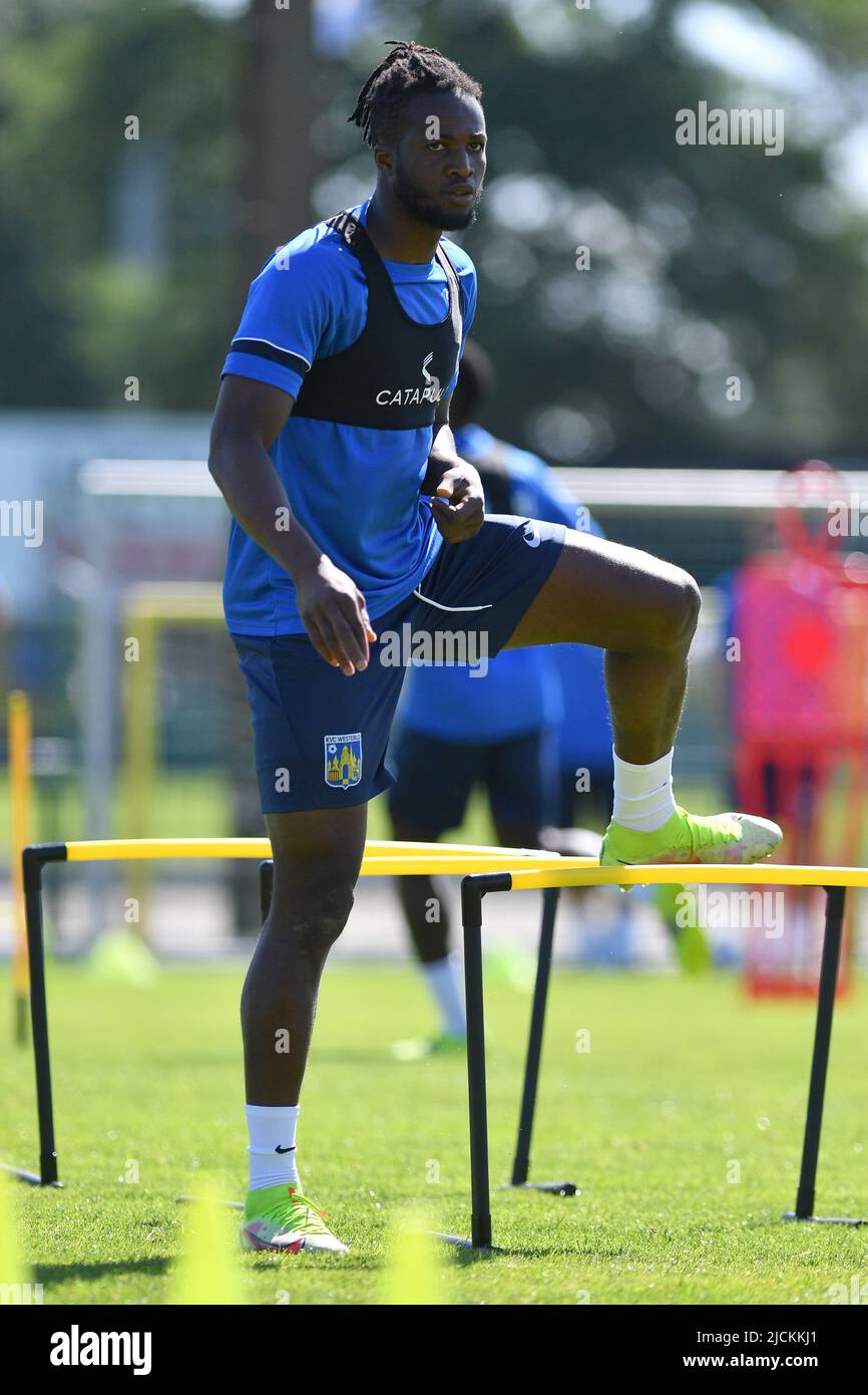 Westerlo's player pictured during a training session ahead of the 2022-2023 season, of Belgian ...