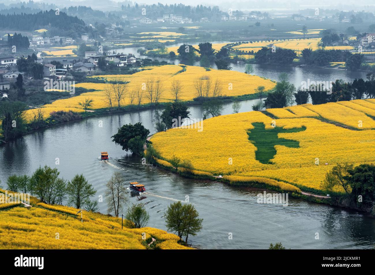 Chongqing countryside - model.flood-control of rape Stock Photo - Alamy