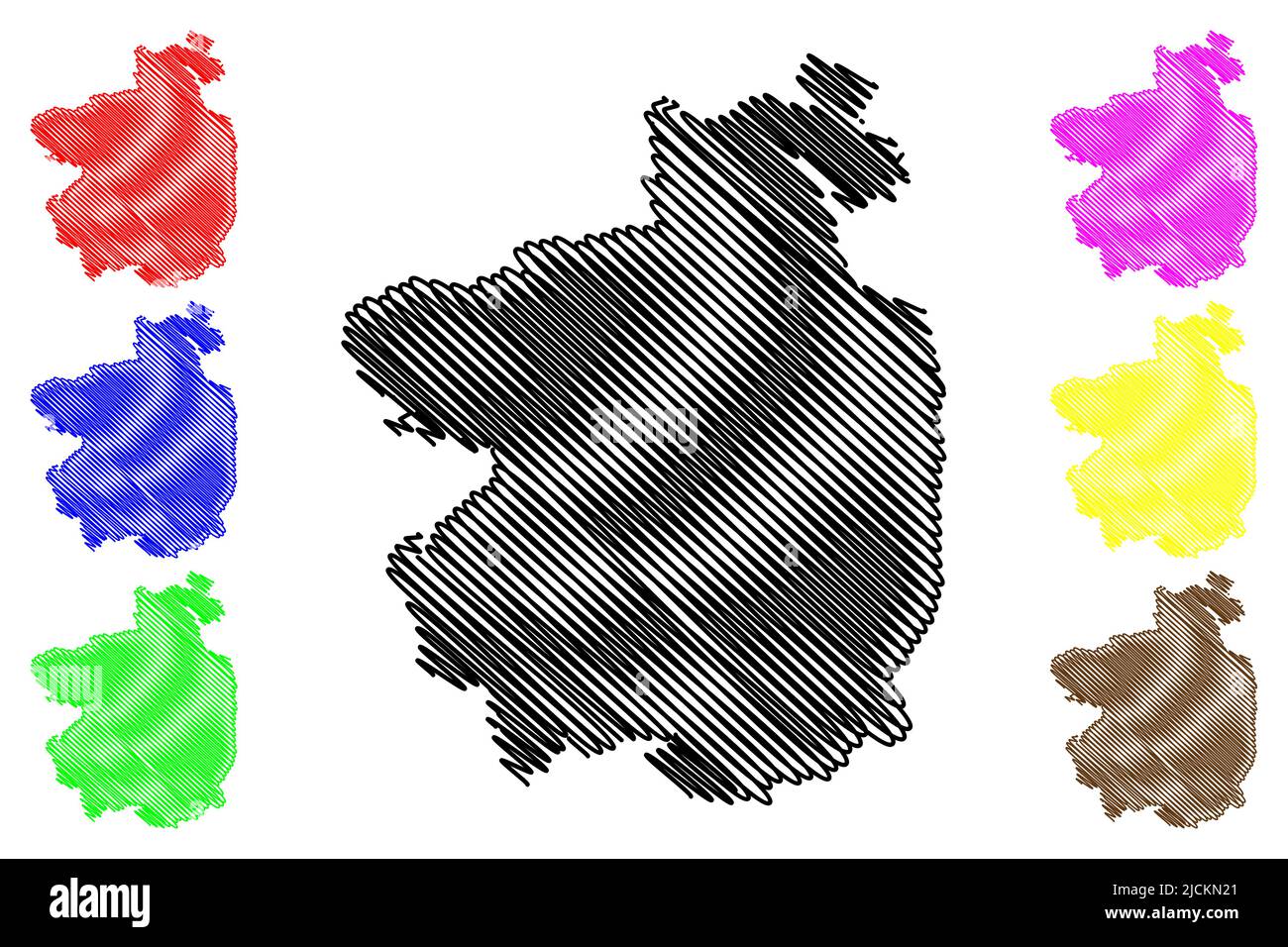 Gorumna island (Republic of Ireland) map vector illustration, scribble ...