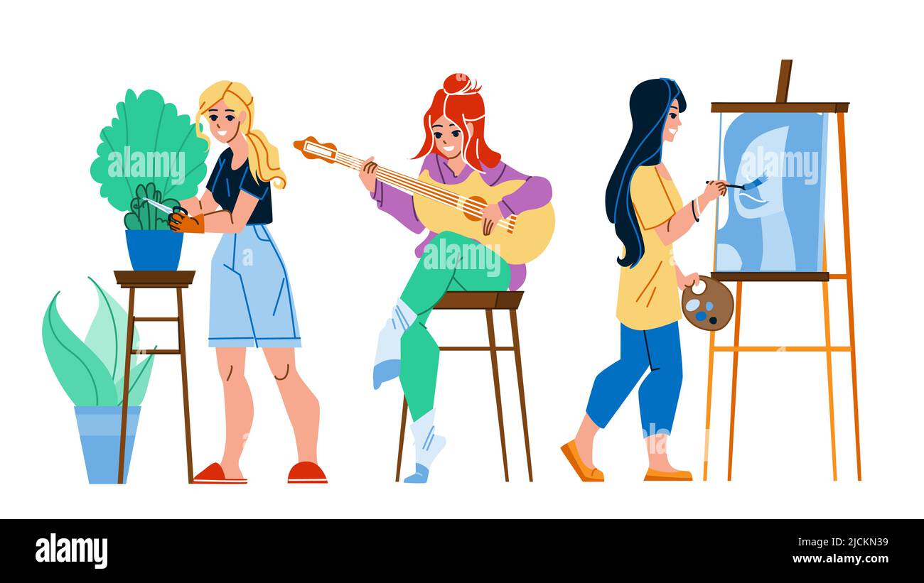 hobby female vector Stock Vector Image & Art - Alamy