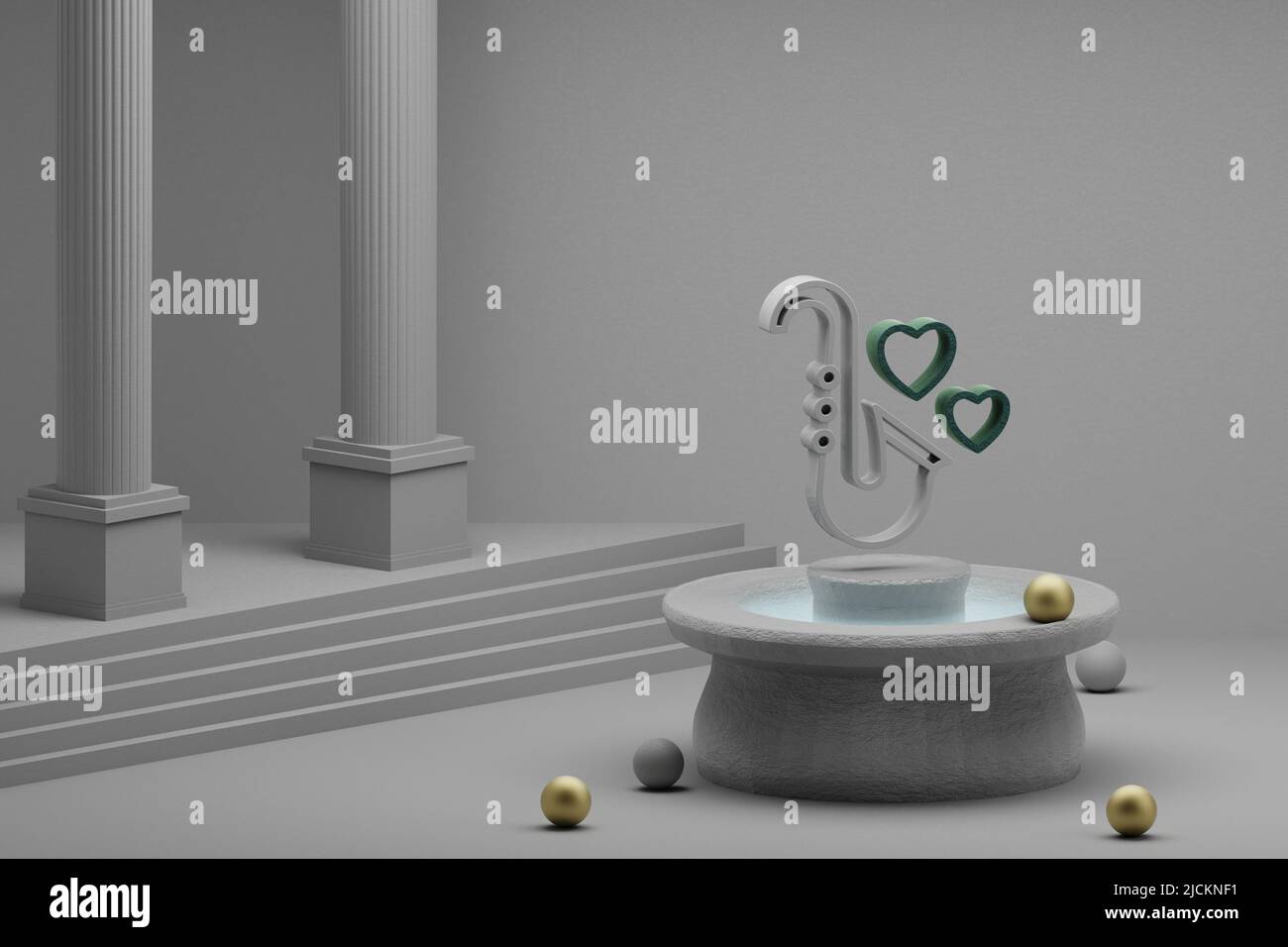 Beautiful abstract illustrations Saxophone with heart symbol icon on a ...