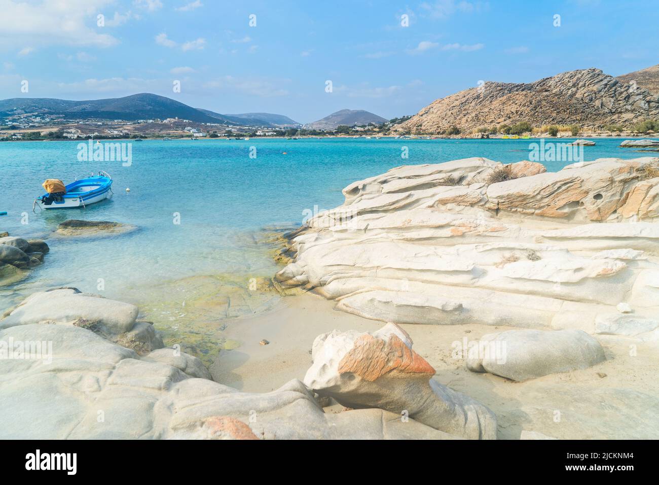 Romantic beach at greek island Stock Photo - Alamy