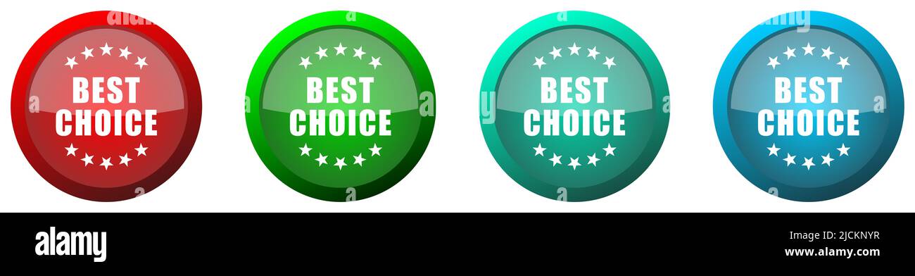 Best choice round glossy web icon set, colorful buttons isolated on ...