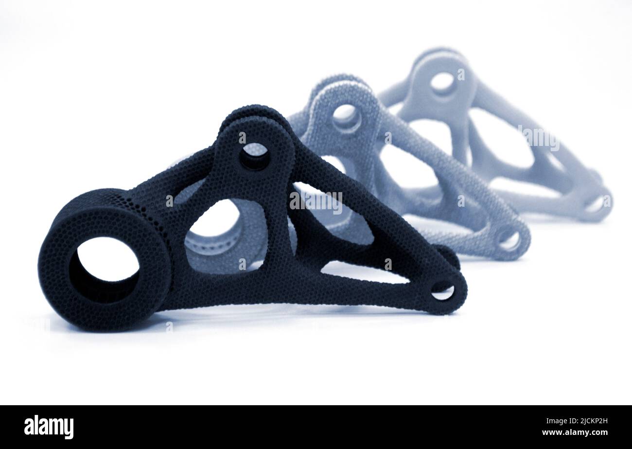 Models printed on 3D printer isolated on white background. Objects ...