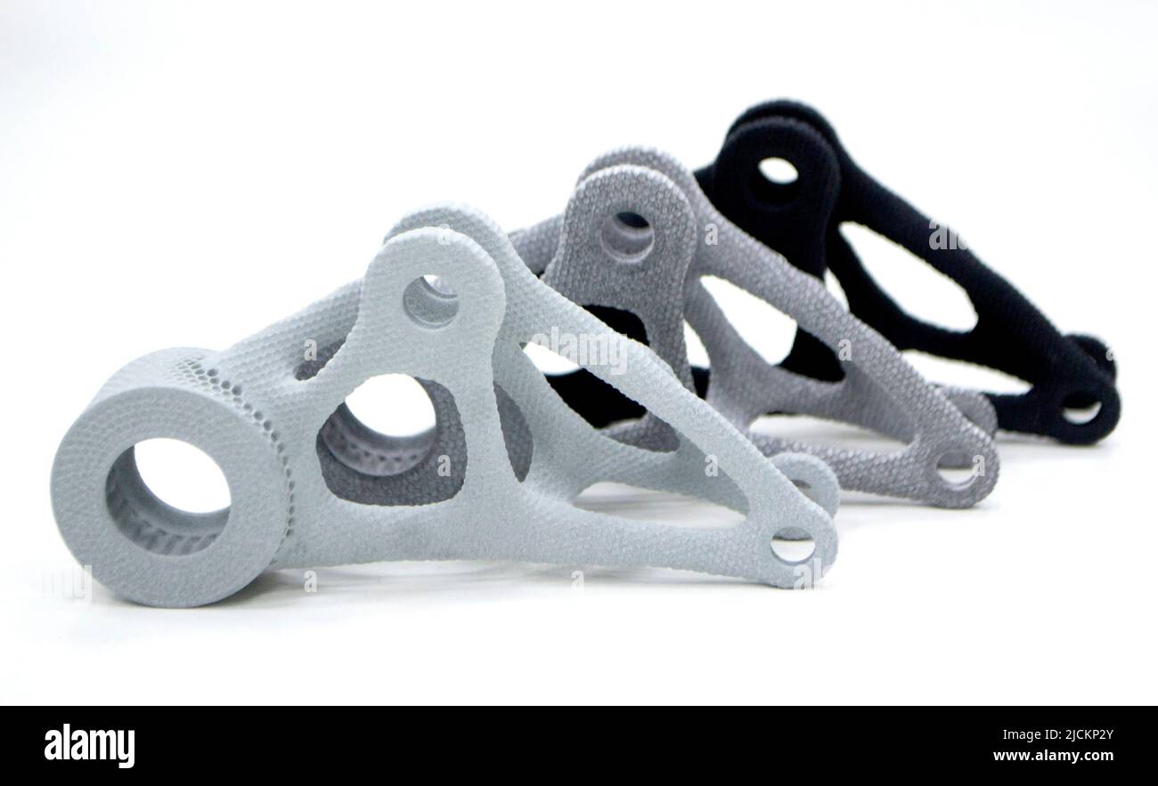 Models printed on 3D printer isolated on white background. Objects ...