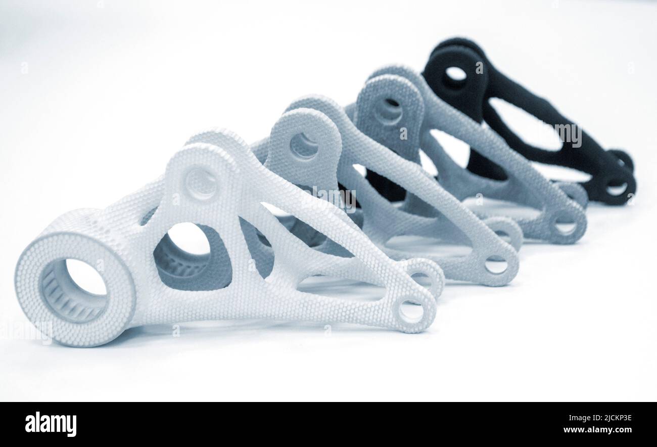 Models printed on 3D printer isolated on white background. Objects ...