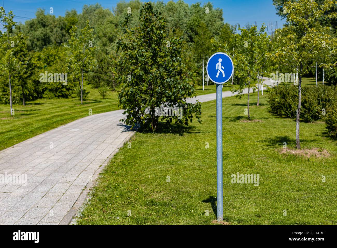 a sign in the park indicating a pedestrian zone. High quality photo ...