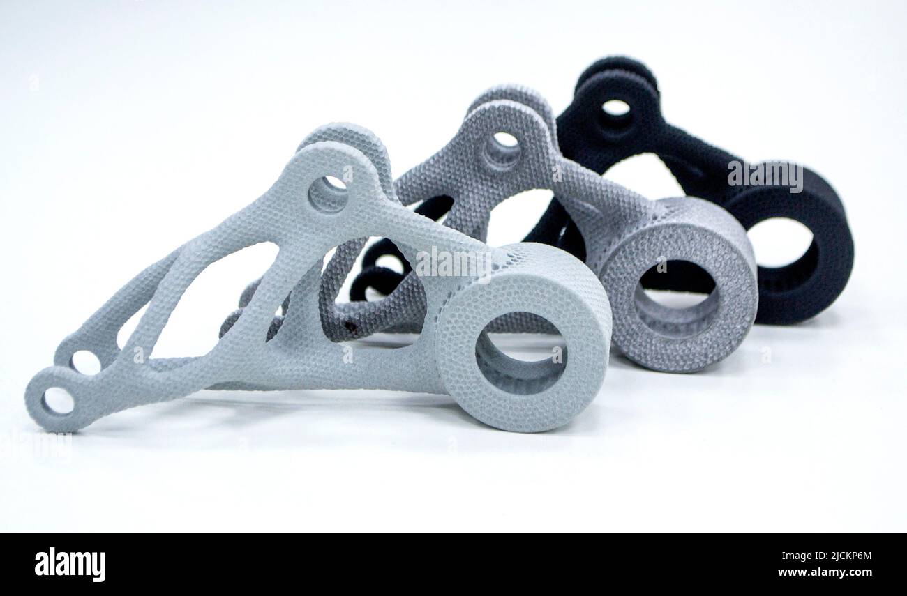 Models printed on 3D printer isolated on white background. Objects ...