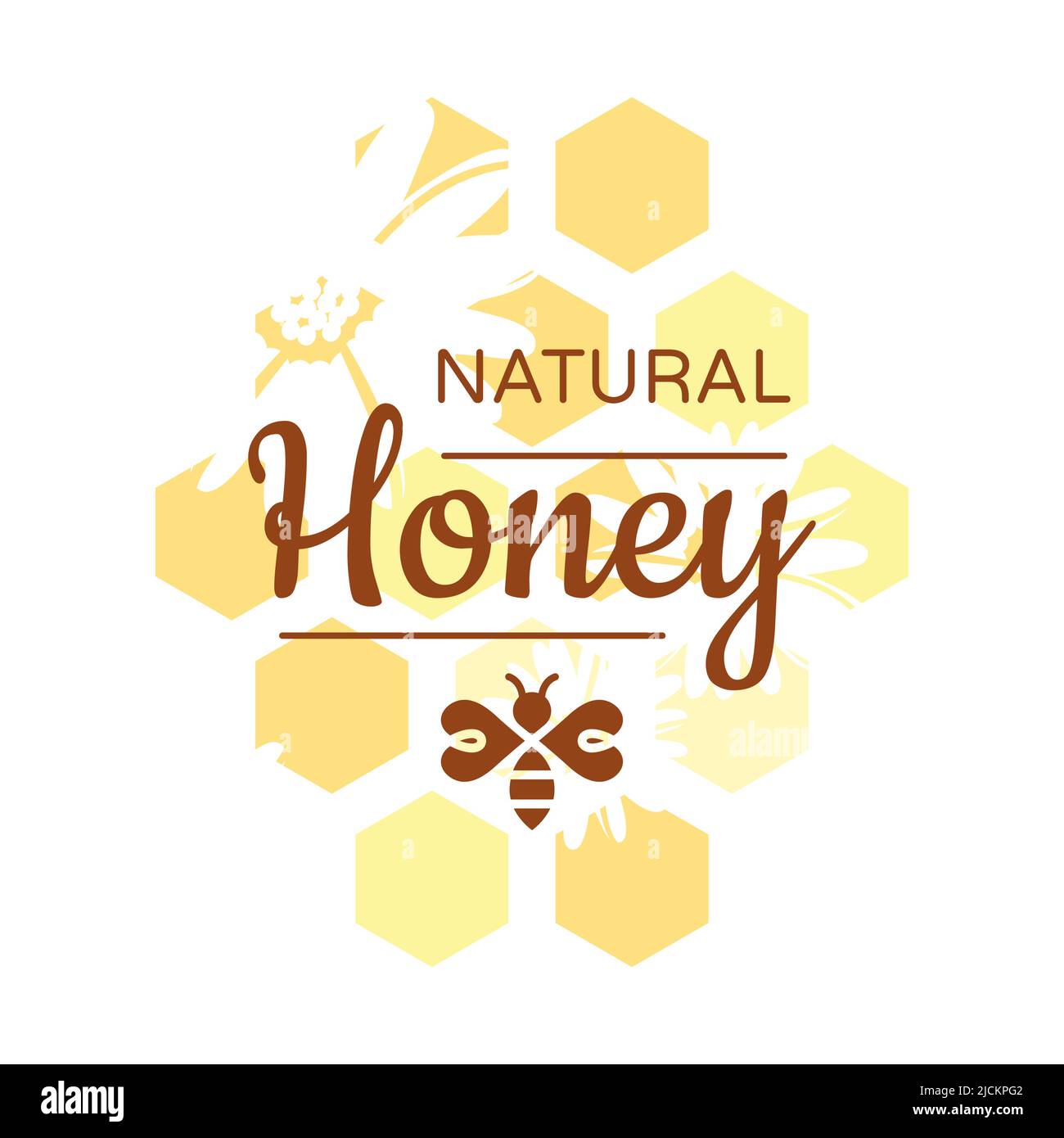 Colorful honey vector label with honeycomb. Organic, bio and natural ...