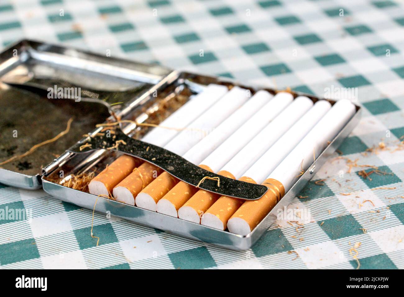 metal cigarette box ,addiction and bad habits concept,image Stock Photo ...
