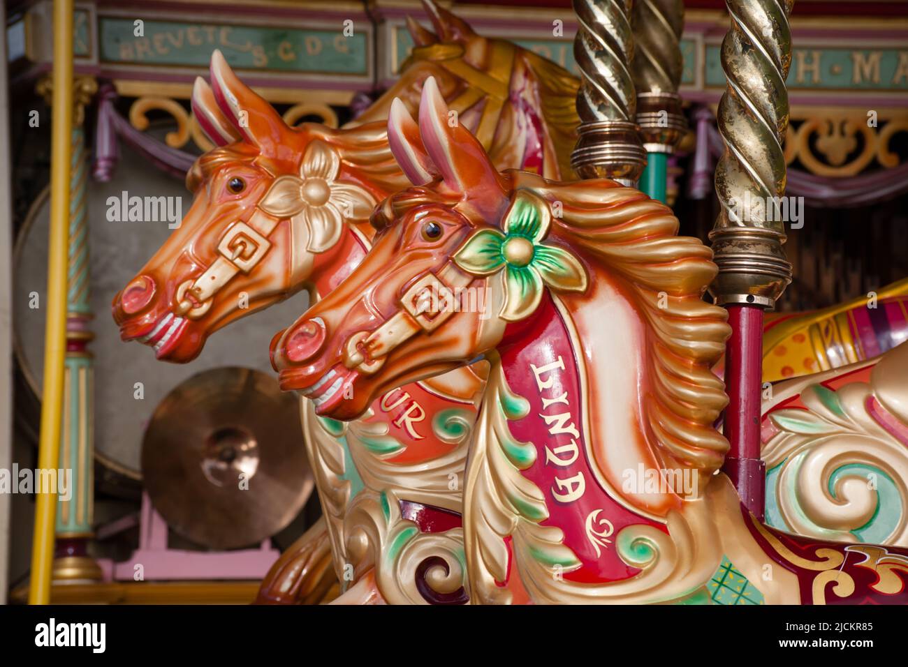 Merry-go-round ride at the Goodwood Revival Meeting, West Sussex ...