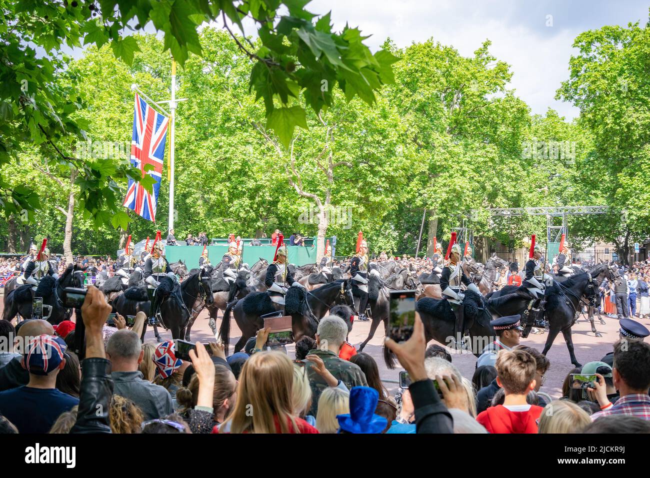 Royal procession along the Mall in London, England, celebrating Queen ...