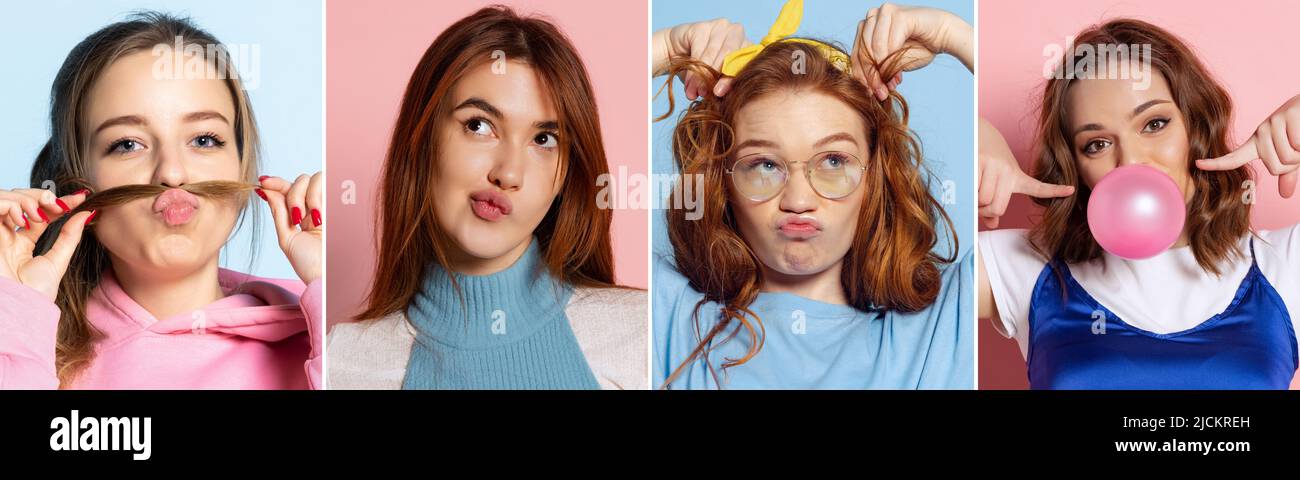 Closeup emotional faces of happy people grimace isolated on ...