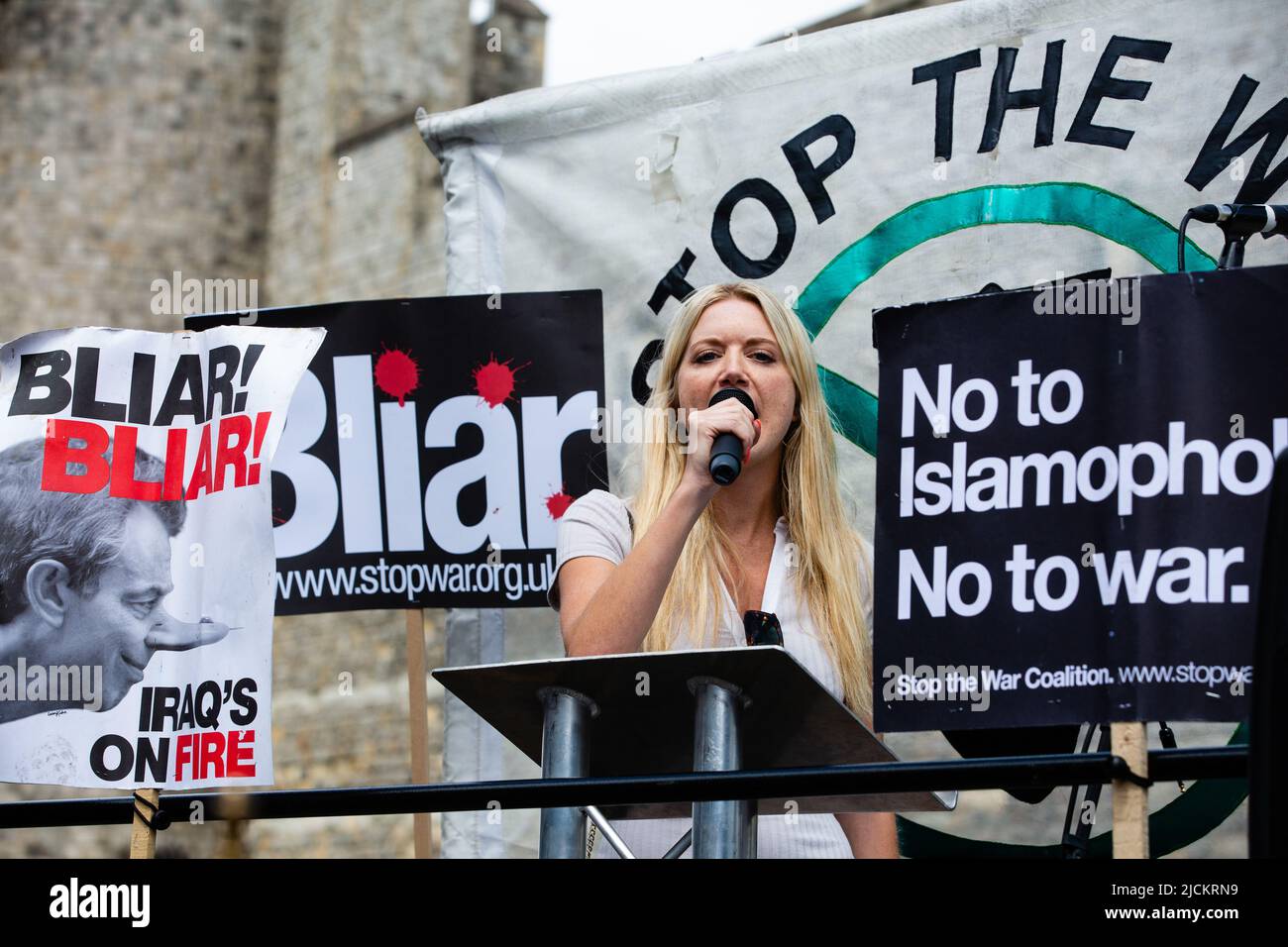 Windsor, UK. 13th June, 2022. Shelly Asquith, Chair of Stop the War ...