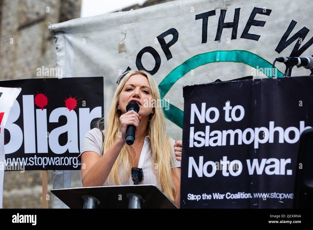 Windsor, UK. 13th June, 2022. Shelly Asquith, Chair of Stop the War ...