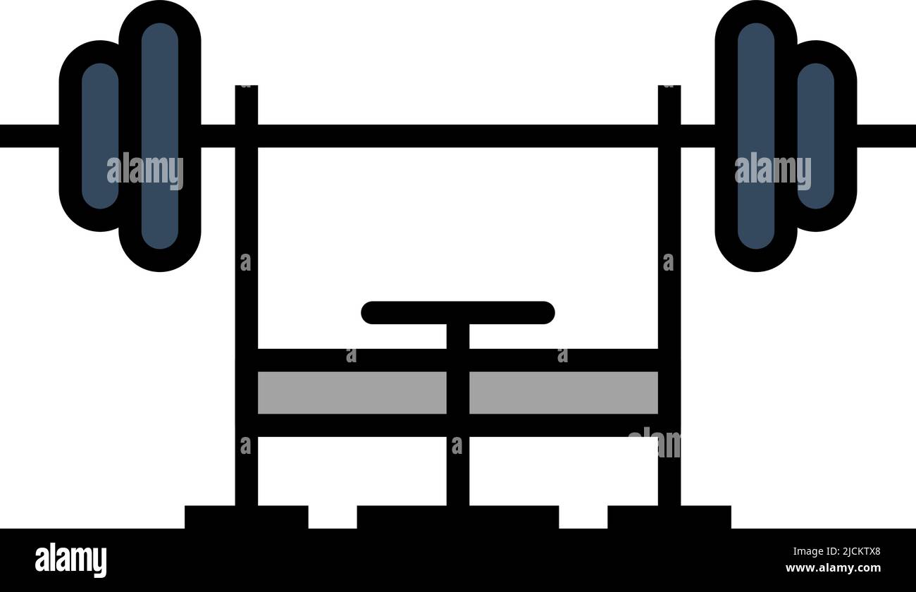 Icon Of Bench With Barbell. Editable Bold Outline With Color Fill ...
