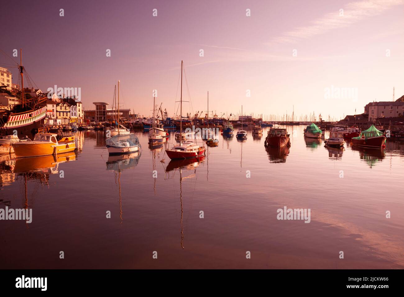 UK, England, Devon, Torbay, Views of Brixham Harbour from The Strand at ...