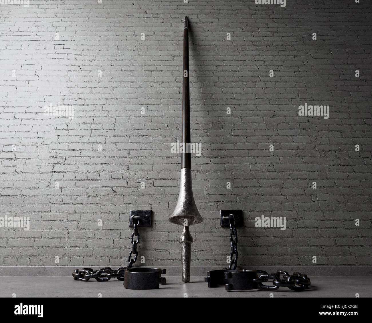 A play on words concept showing an upstanding medieval wooden lance ...