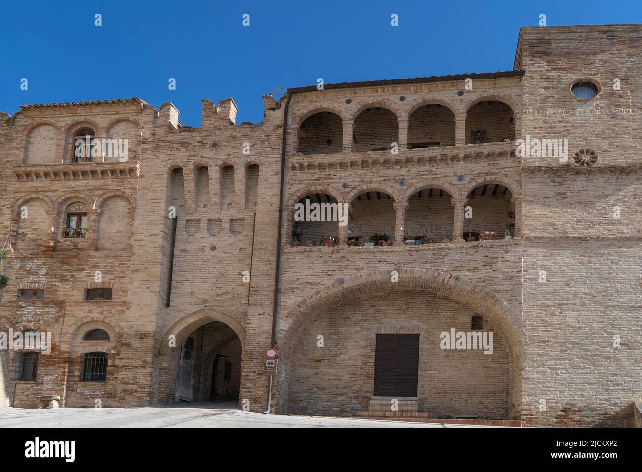 Largo G.Leopardi square, View of the Medieval Castle of Massa Fermana ...