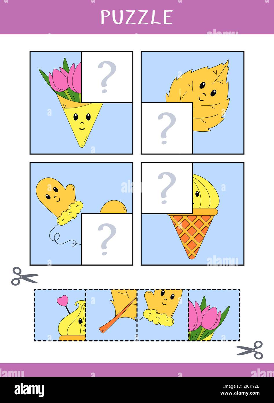 Puzzle for kids. Find the missing parts of the picture Stock Photo - Alamy