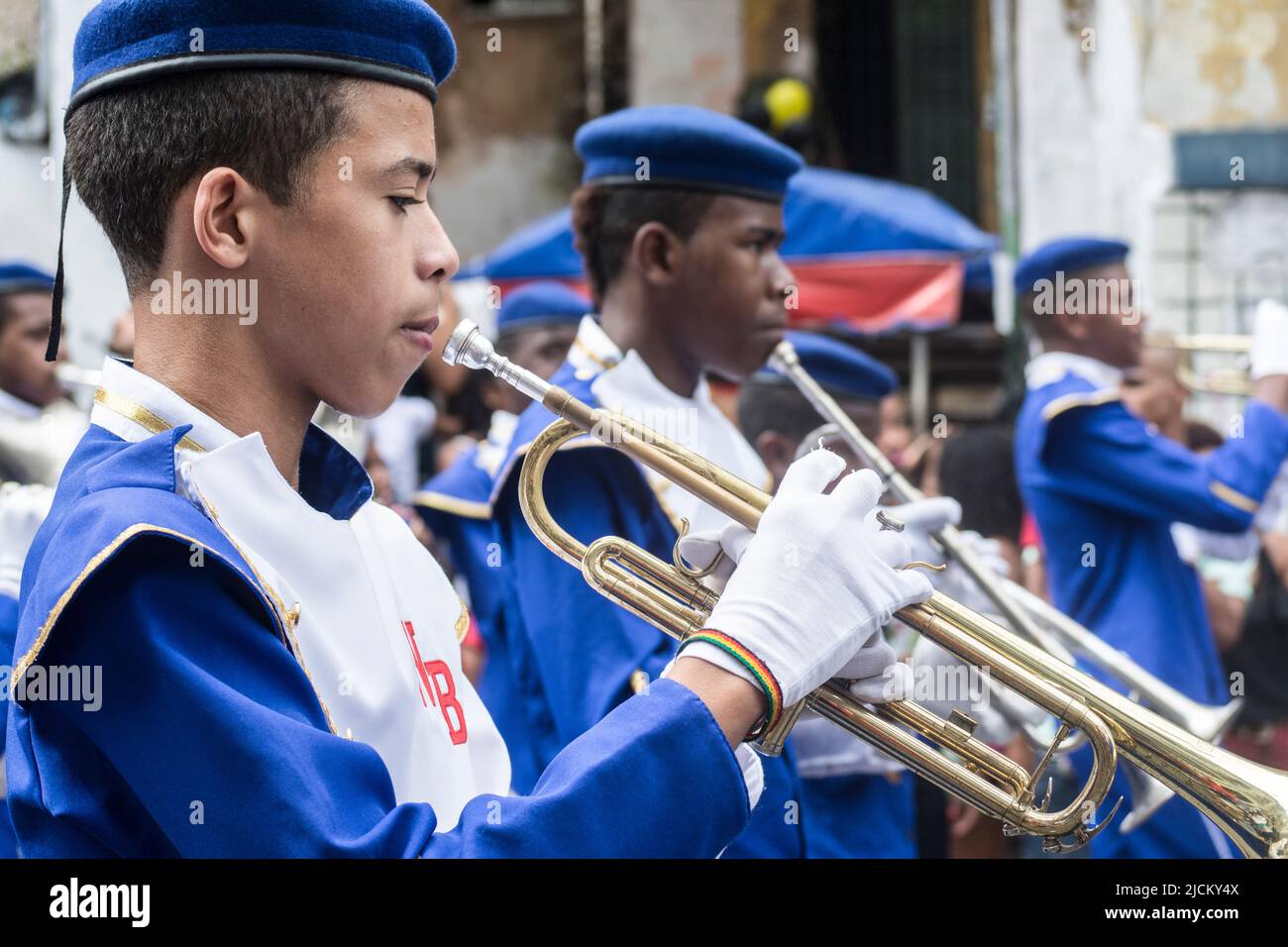 Salvador, Bahia, Brazil - July 02, 2015: Musicians are seen during the ...