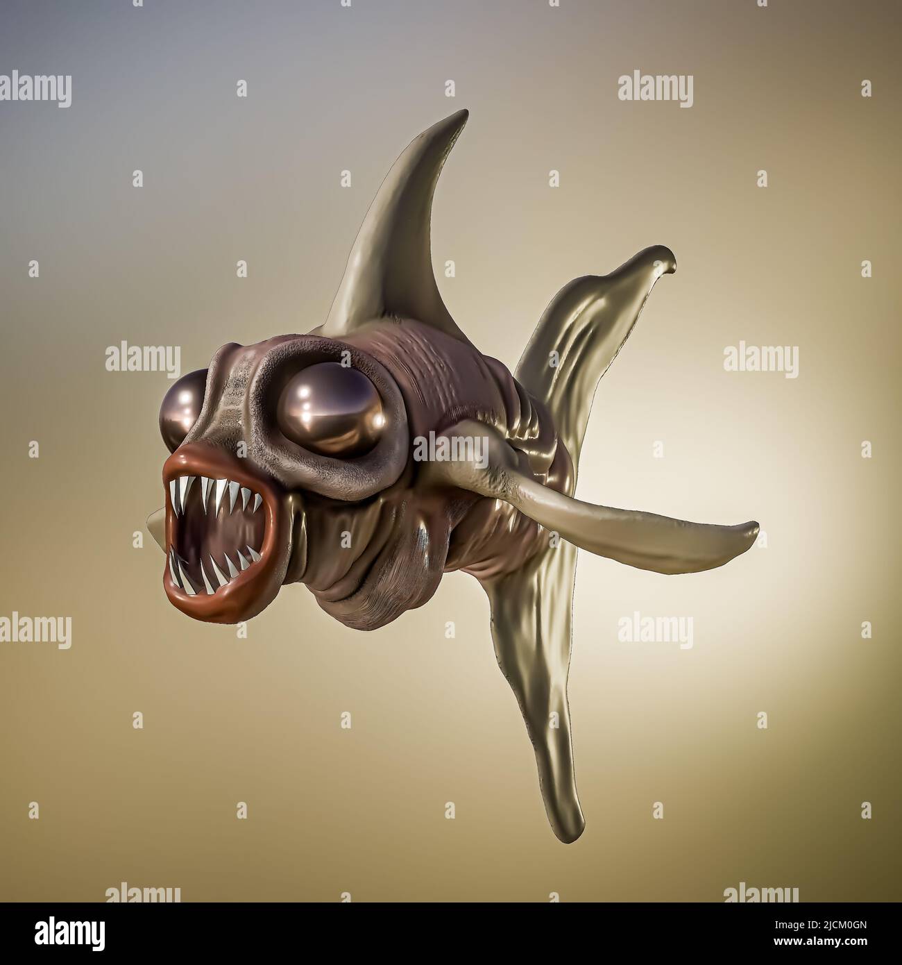 carnivorous fish isolated on green background 3d illustration Stock ...