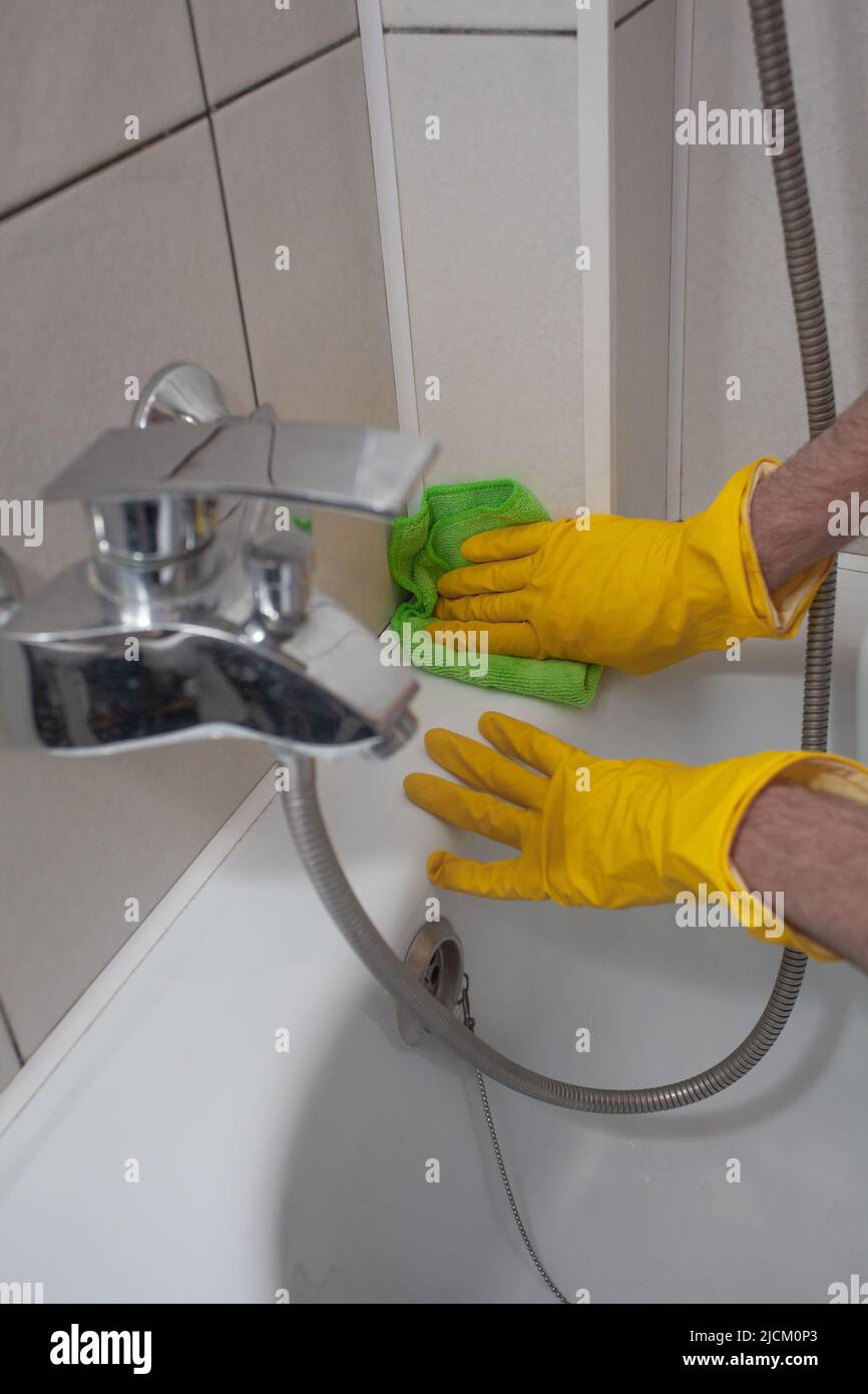 Cleaning bathroom. Hygiene and cleanliness concept Stock Photo - Alamy