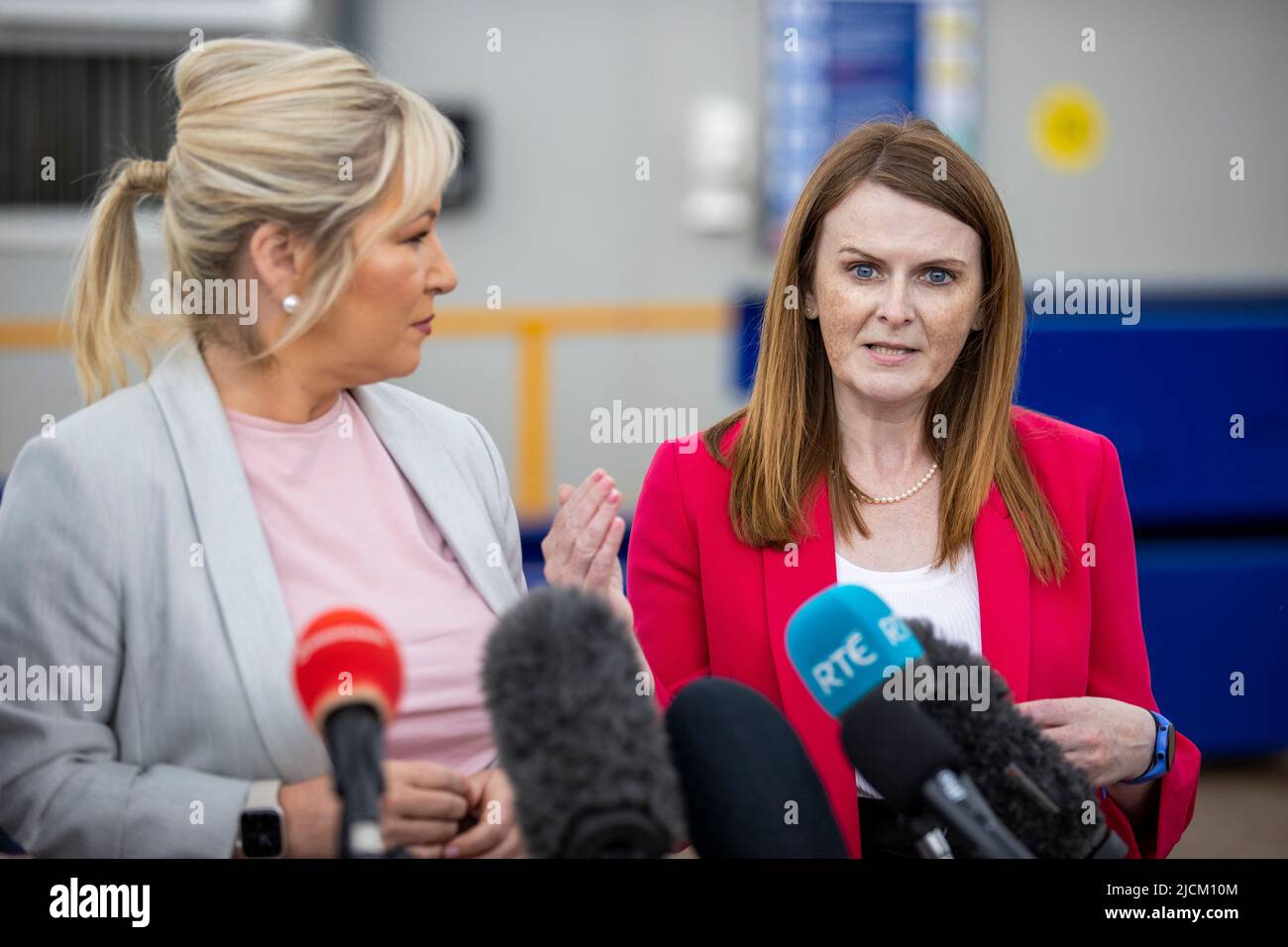 Sinn fein vice president michelle oneill watches on hi-res stock ...