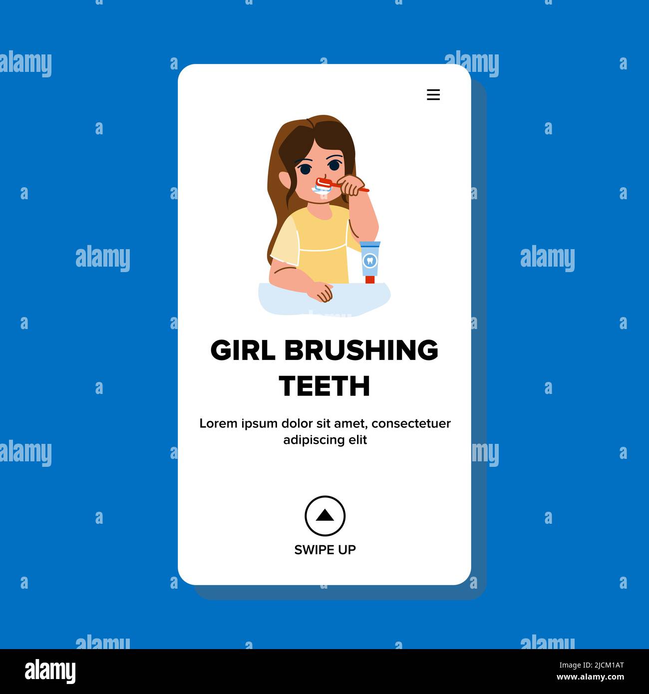 kid girl brushing teeth vector Stock Vector Image & Art - Alamy