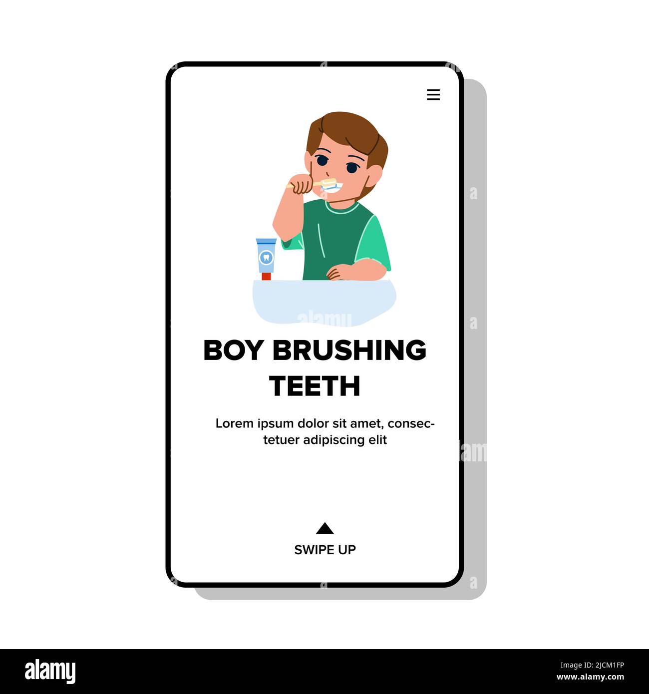 kid boy brushing teeth vector Stock Vector Image & Art - Alamy